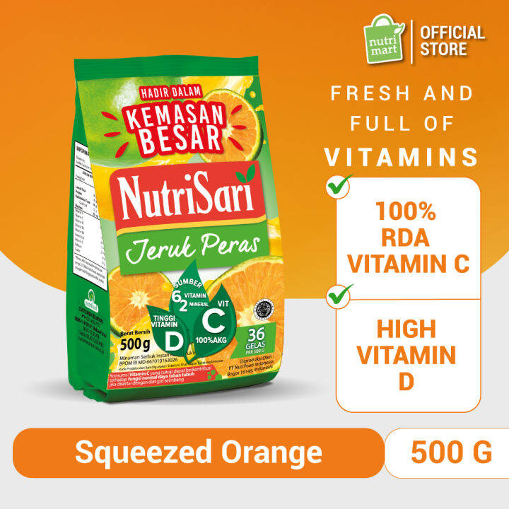 NutriSari Jeruk Peras Refill 500g - Minuman Buah Vitamin C & Vitamin D ...