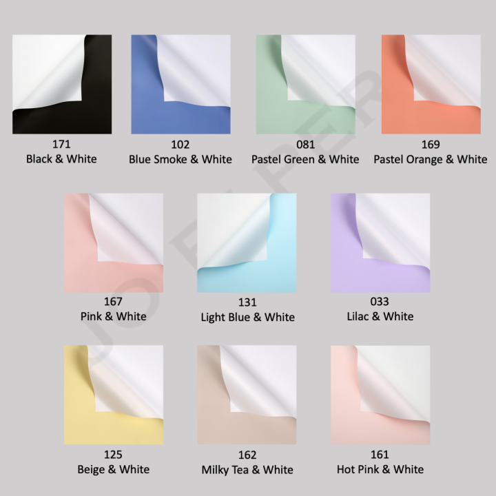 [5 LEMBAR] Flower Wrapping Paper Bi Color White Kertas Buket Bunga Dua ...