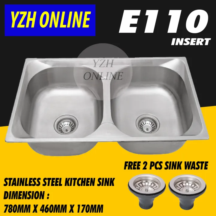 Kitchen Sink Stainless Steel Isano E110 Double Bowl Sink | Lazada