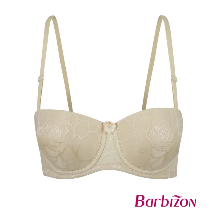 Barbizon Classic Beauty Jacquard Underwire Half Cup Bra w/ Removable ...