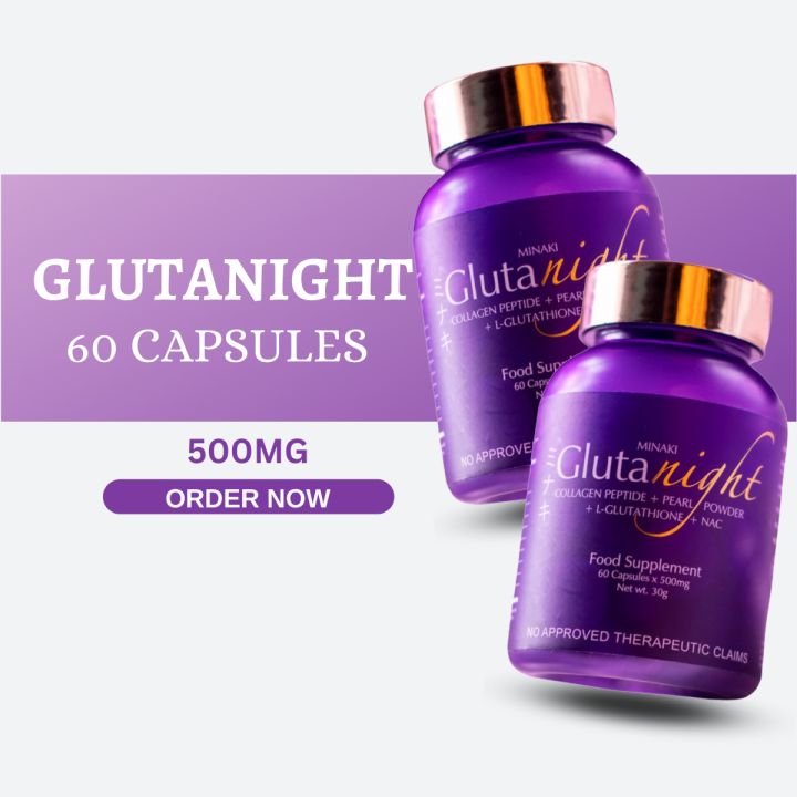 Minaki Glutanight Glutathione with Collagen NAC Gluta Capsule Authentic ...