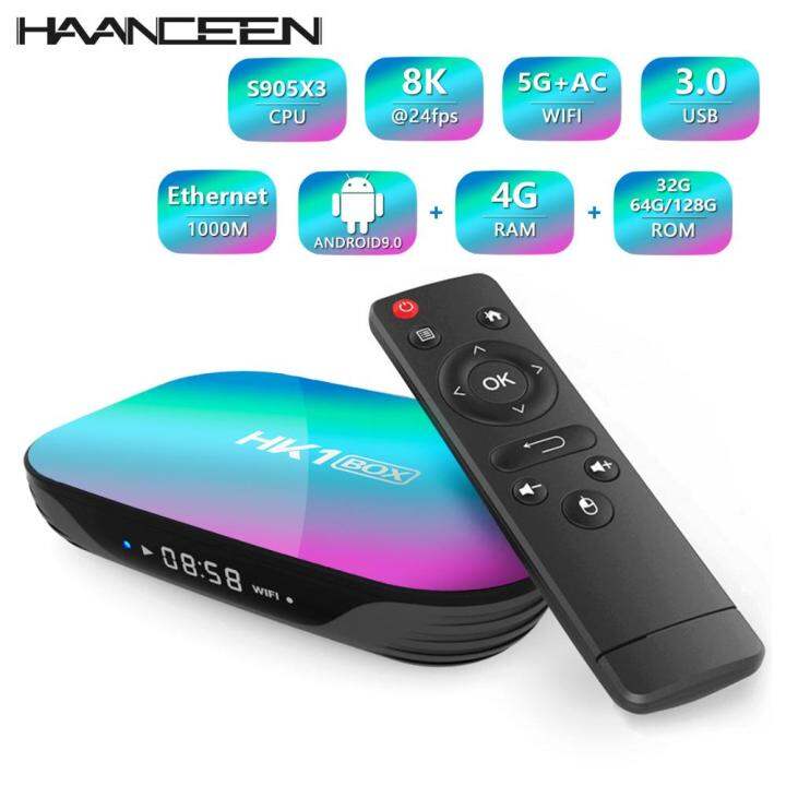 Amlogic S905X3 Android 9.0 TV HK1 Quad Core 4K 2.4G&5G 1000M Ethernet ...