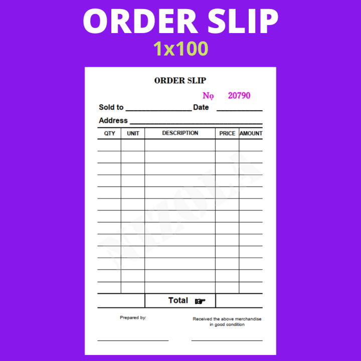 Order Slip 1X100 Medium Sequential Number Single Copy 1 Pad | Lazada PH