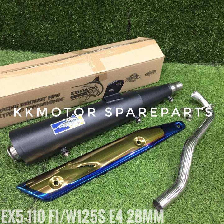 🦈 ESPADA EXHAUST PIPE HONDA EX5-110 (FI)/WAVE125-S [E4] 28mm EKZOS PIPE 🦈 | Lazada