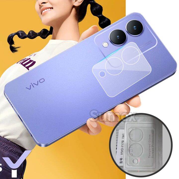ฟิล์มสำหรับ Vivo กล้องใสระดับ HD โปร่งใส Y17S 2023 4G ฝาครอบกระจกนิรภัยป้องกันหน้าจอเลนส์ติด ...