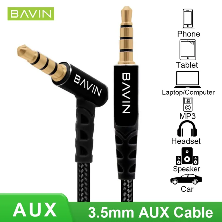 Totuang BAVIN AUX06 3.5mm Jack Nylon Cable AUX Cable Elbow Type Audio 1 ...