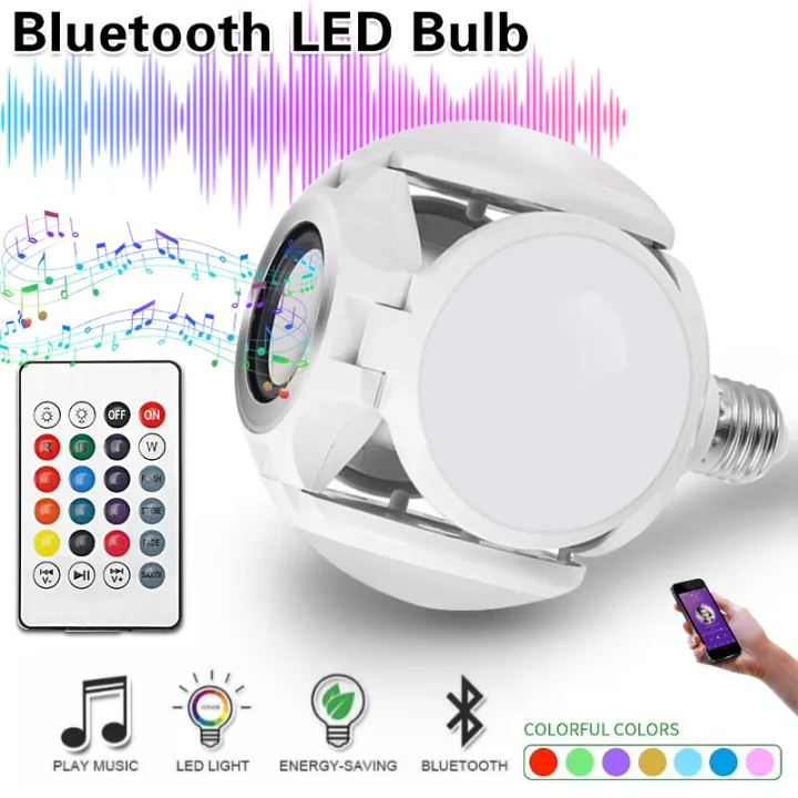 COD RGB LED Music Bluetooth Football Light Bulb Deformable E27 30W ...