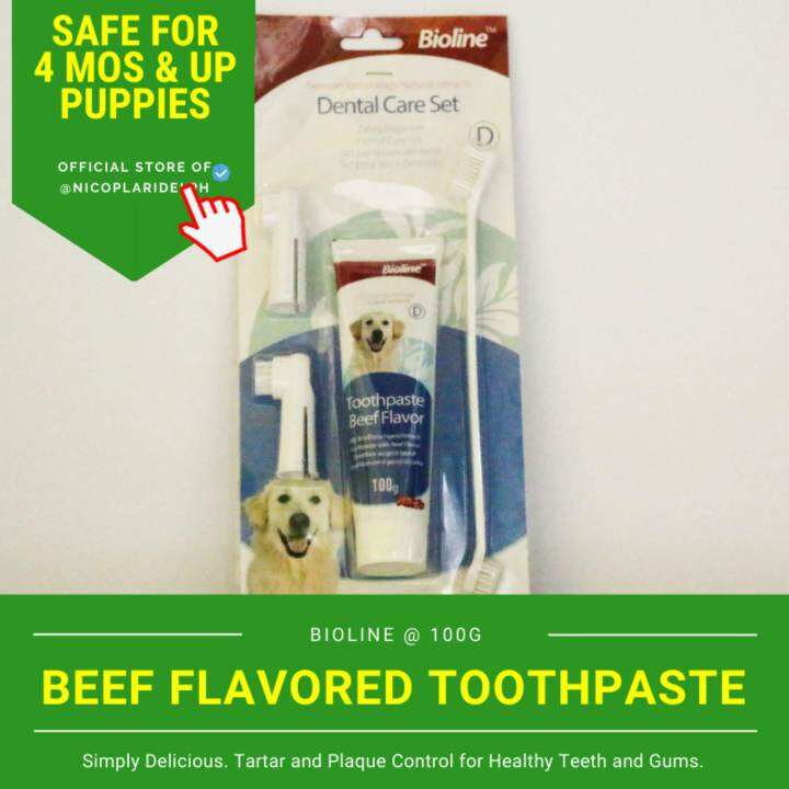 Bioline Beef Flavored Complete Dental Set for Dogs - Toothbrush ...