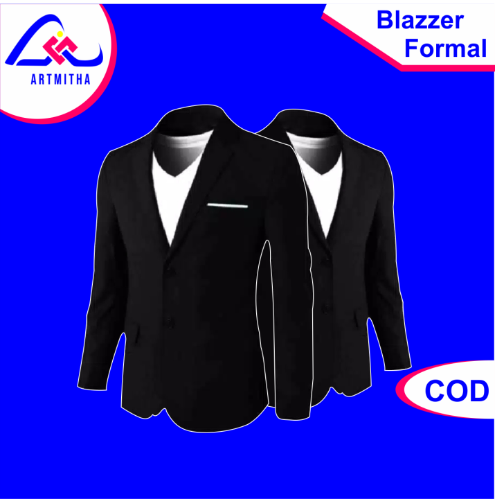 Jas Hitam Colat Putih 2 Kancing / Jas Keren / Blazer Kekinian / Jas ...