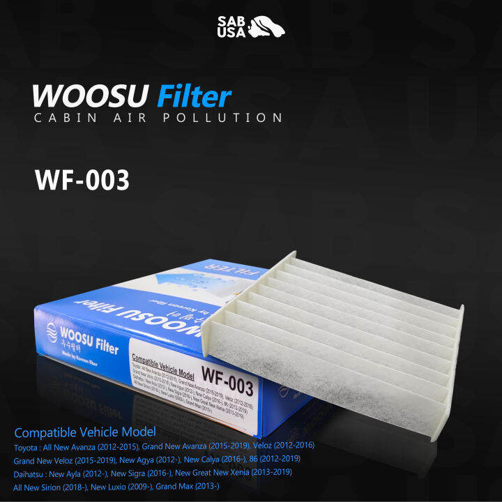 WOOSU Filter AC Premium Agya Ayla Sigra Calya Teknologi Korean Fiber ...