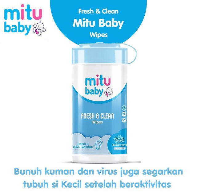 Mitu Baby Tisu Basah Fresh & Clean Blue Bottle 60'S - Tisu Basah Botol ...