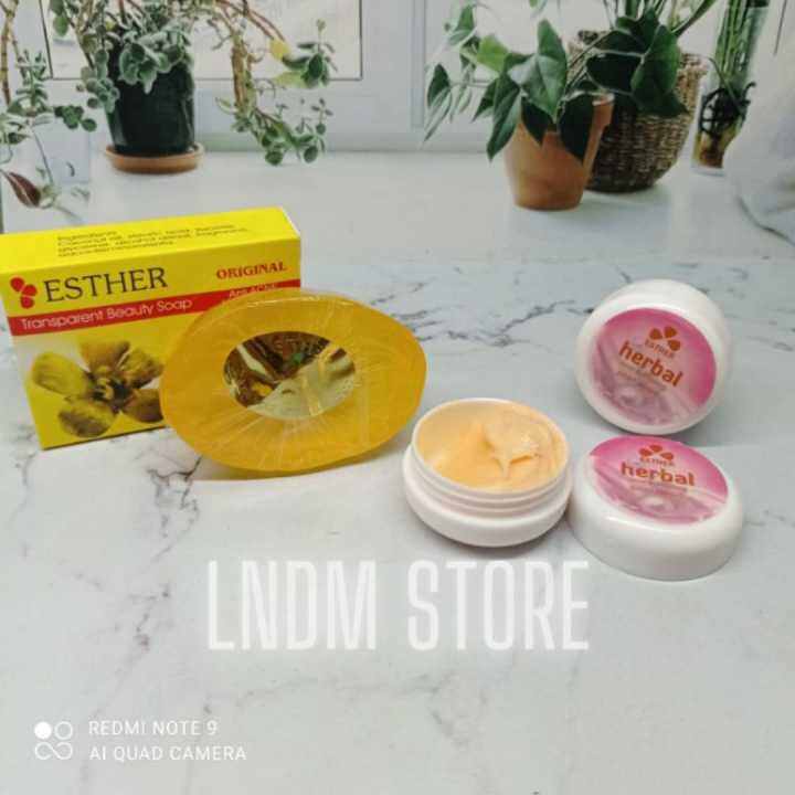 CREAM DAN SABUN ESTHER HERBAL ORI 100% ADA LOGO DAN TULISAN DI BELAKANG ...