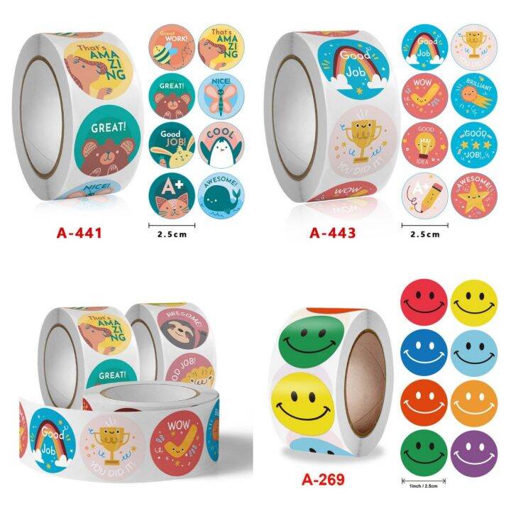 Cuộn 500 tem Sticker Khen thưởng Hình thú dễ thương cho bé - 2.5cm ...