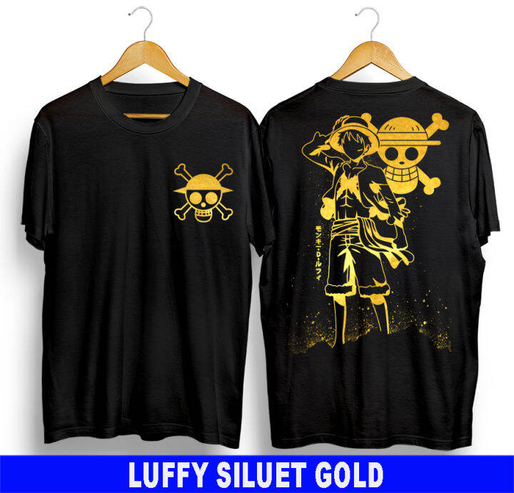 Tshirt Baju Kaos Anime Onepiece Luffy Siluet Gold / Kaos Kekinian Kao ...