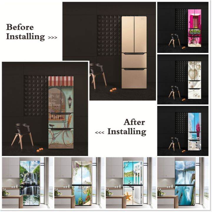 【Fire New】 Duplex Refrigerator Sticker 3 4 Doors Freezer Wallpaper ...