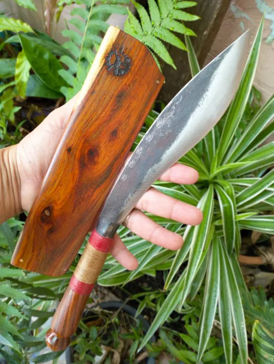 มีดเหน็บ อีเหน็บ (E-Nep) มีดหมอ มีดเดินป่า มีดแคมป์ 7.8” Sup9 ตีร้อนชุบแข็ง ผิวไฟ ตอกลาย ด้าม ...