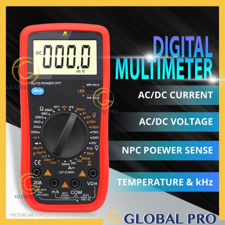 Digital Multimeter 600V NCV Data Hold Volt Tester Handheld Digital ...