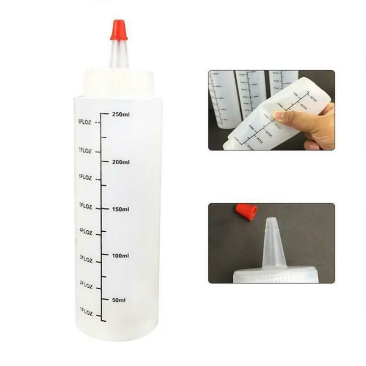 250ML Measuring Squeeze Bottle Condiment Dispenser Sauce Bottle Mustard ...