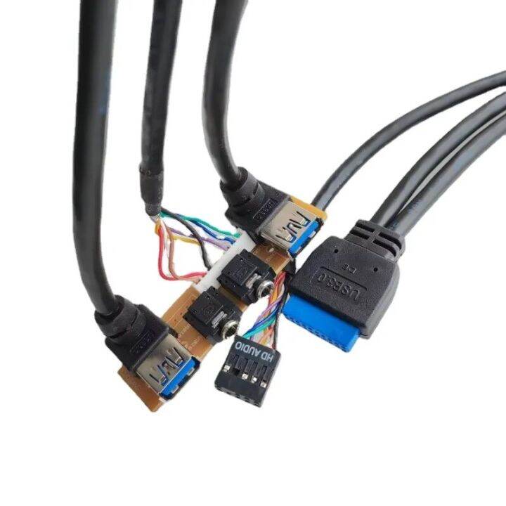 19Pin 2-Port USB 3.0 9Pin 3.5mm HD Audio 90 Degree Angled Interface ...