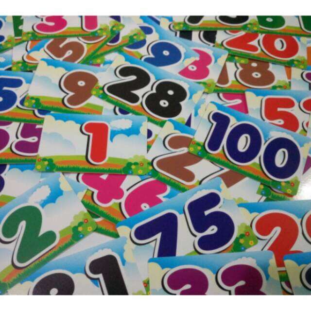 flash cards angka 1 Sd 100 / flashcard 100 kartu angka . mainan edukasi ...