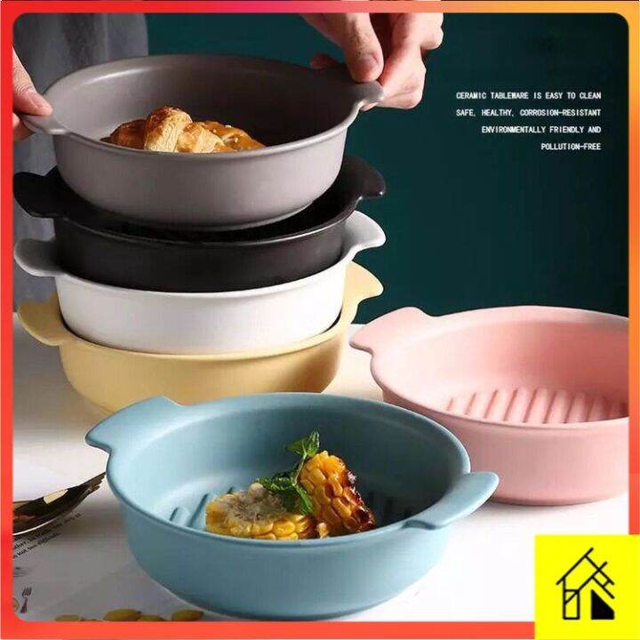 (READY STOCK)Creative Binaural Striped Baking Pan Baking Pan Household ...