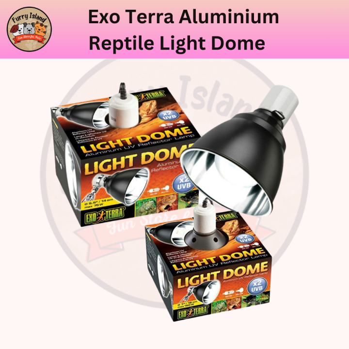 Exo Terra Aluminium Reptile Light Dome double x2 UVB fixture light bulb ...