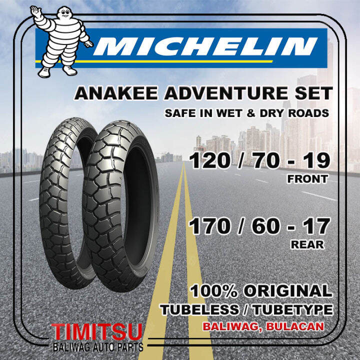 MOTORCYCLE TIRE SET 120/70-19 170/60-17 MICHELIN ANAKEE ADVENTURE 120/ ...