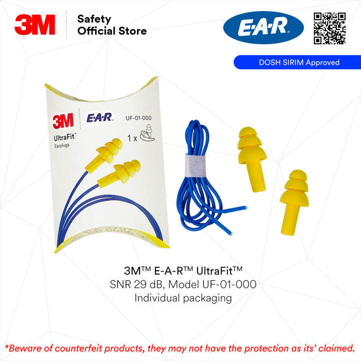 3M E-A-R UltraFit Reusable Earplugs UF-01-000 UF-01-100/ Corded + Uncorded 2 in 1 Earplug/ Made ...