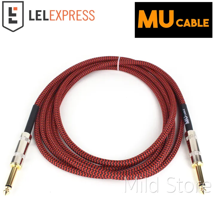 MU Cable สายแจ๊คกีต้าร์ ไฟฟ้า เบสไฟฟ้า รุ่น01 สีแดง หัวตรง ยาว 3เมตร ...