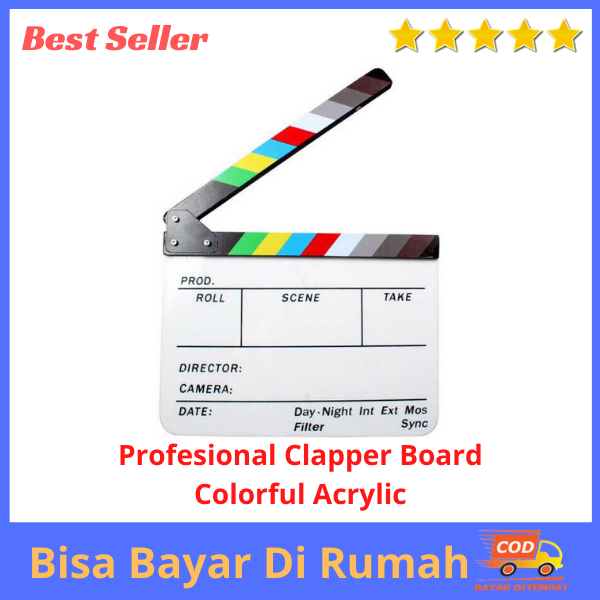TaffSTUDIO Profesional Clapper Board Colorful Acrylic - TS-3EL / Papan Cut Bintang Film / Alat ...