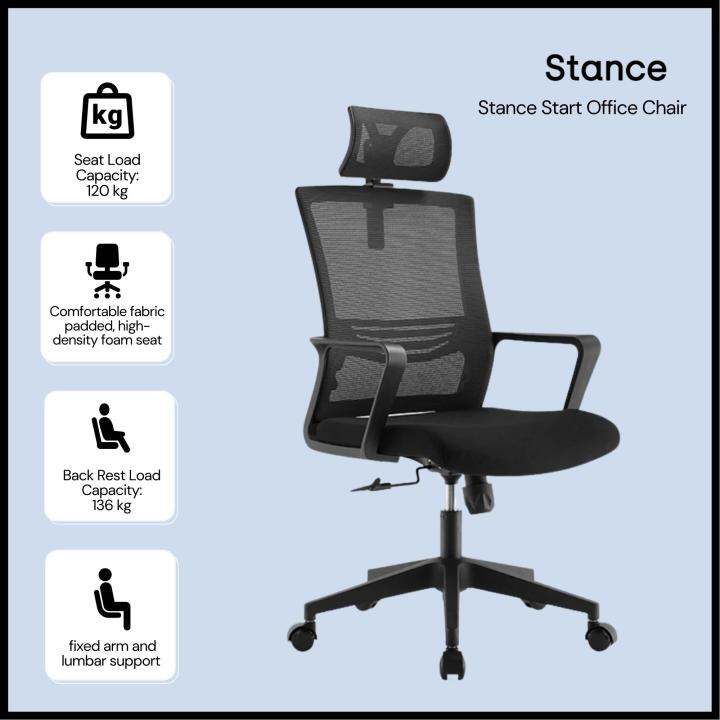 Stance Start Ergonomic Mesh Chair for Computer Desk with Headrest and ...
