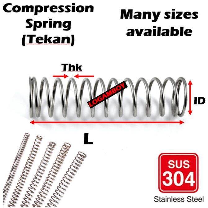 COMPRESSION SPRING TEKAN STAINLESS STEEL SS304 COIL SPRING WIRE MOTOR ...