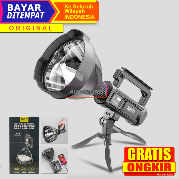 Senter Besar Jarak Jauh 2000 Meter 2Km Ori Jumbo Senter LED Cas Listrik ...