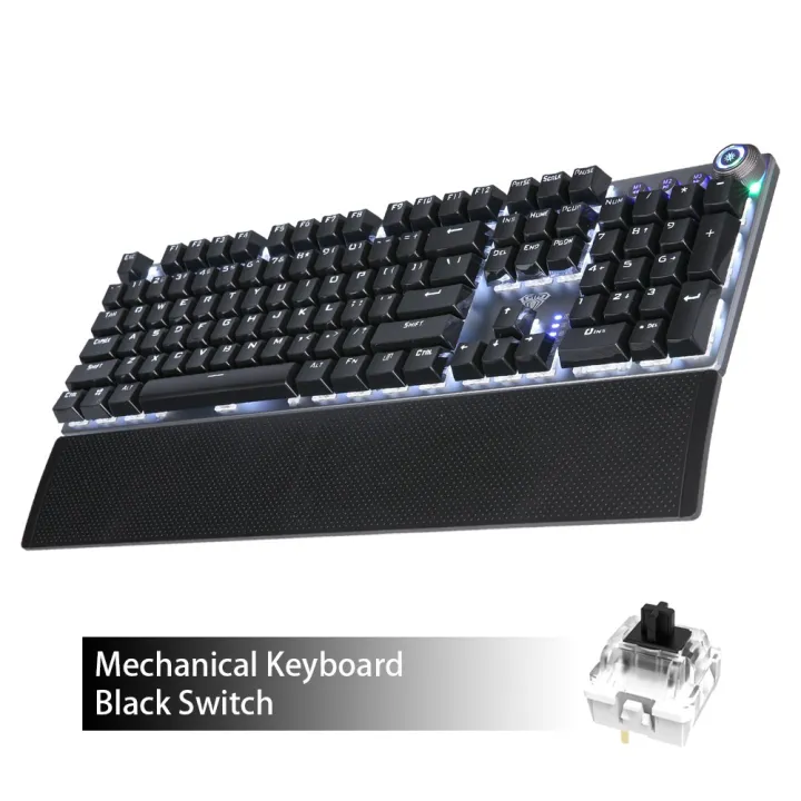 AULA Stock F2088 True Mechanical Gaming Keyboard Wrist Rest Multimedia ...