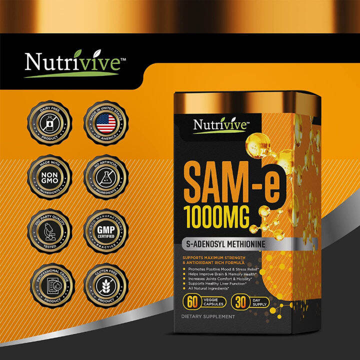 Nutrivive™ SAM-e Supplement 1000mg - 60 Capsules of Same Supplements ...