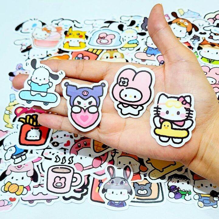 สติ๊กเกอร์ Sanrio (100ชิ้น) แนวน่ารัก ปุ๊กปิ๊ก คอสเพลย์ ซานริโอ้ คิตตี้ ...