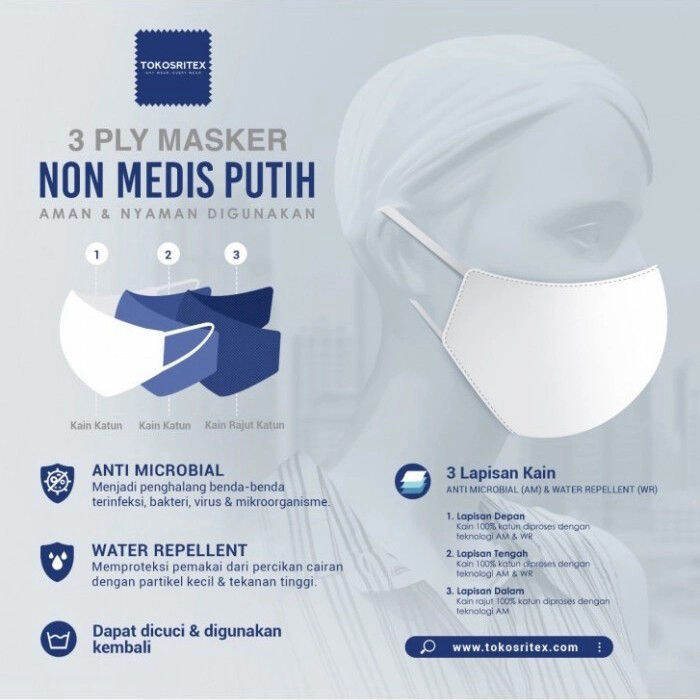 Toko Sritex Masker Non-Medis Anti Mikrobial dan Air 3 Ply - 1 PC ...