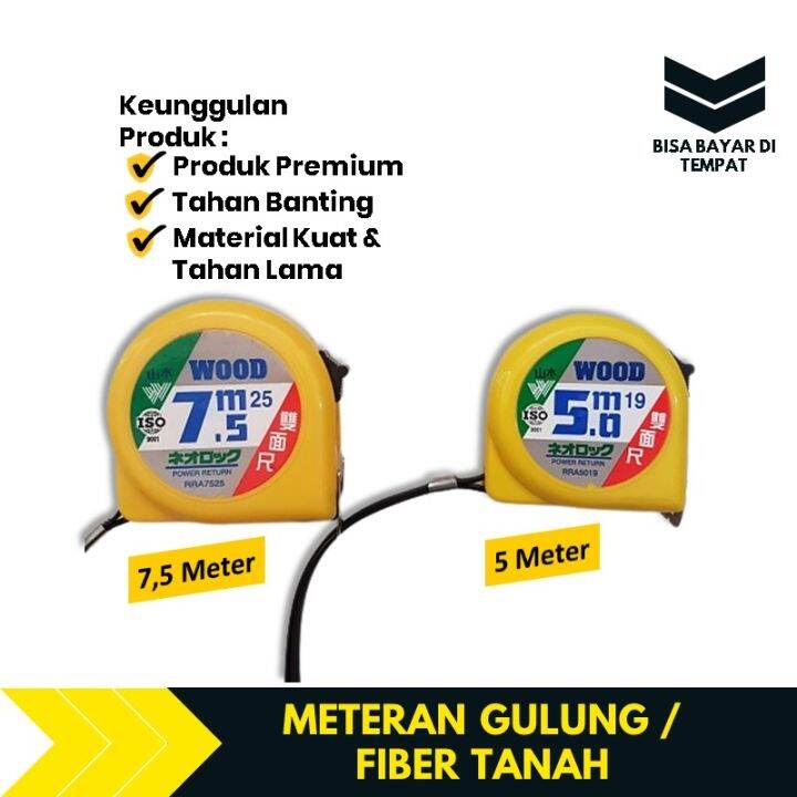 Meteran Roll Gulung Mini Kecil Tukang Bangunan Panjang 5 & 7,5 Meter ...