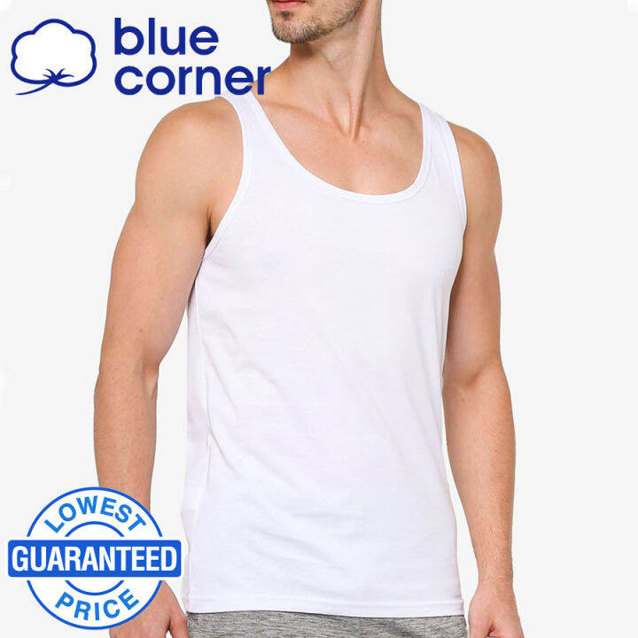 Blue Corner White Cotton Sando Tank for Adult Men | Lazada PH