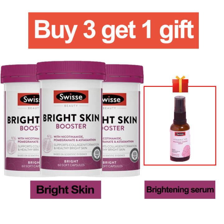 【Buy 3 get 1 free gift 】Swisse Beauty Bright Skin Booster 60 Soft ...