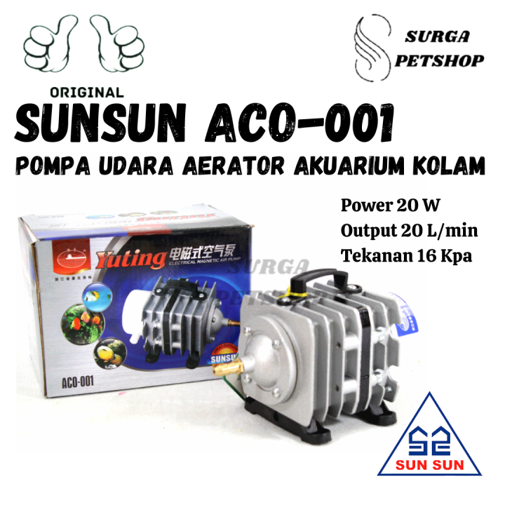SUNSUN ACO 001 Pompa Udara Aerator Akuarium Kolam Ikan YUTING ACO001 Air Pump Airator Aquarium ...
