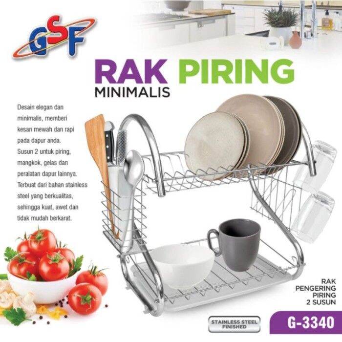RAK PIRING STAINLESS 2 SUSUN GSF - RAK PIRING WASTAFEL - RAK BAGUS ...