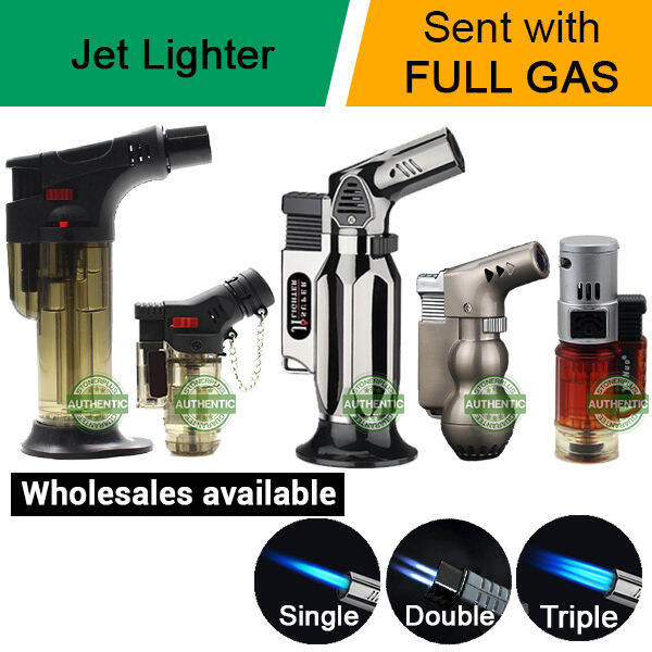 Windproof Jet Flame Lighter w/ Torch Flame (Refillable / Flame Lock ...