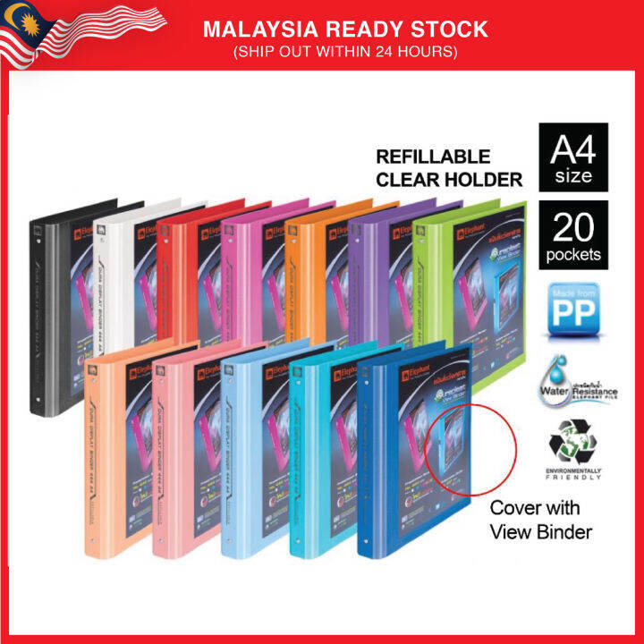 Elephant PP Dura Clear Folder A4 3D Ring File 444 Refillable Clear ...