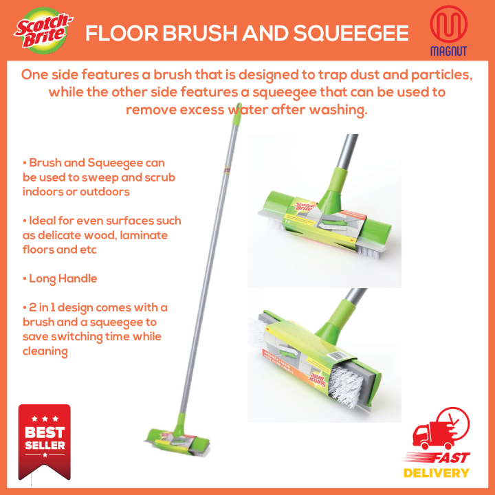 3M Scotch-Brite® Floor Brush and Squeegee / Long Handle Multipurpose ...