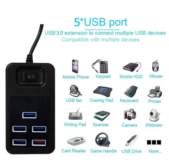 Topline Digital Portable USB Hub , USB Port Extension 1.2m , Multi USB ...