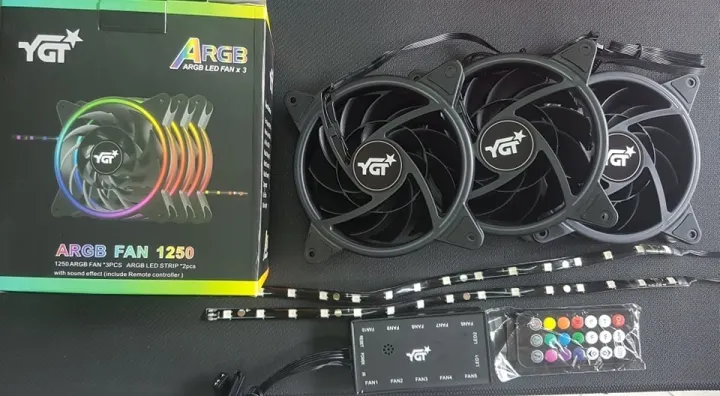 YGT ARGB 1250 LED FAN 3X WITH REMOTE HUB AND LED STRIP | Lazada PH