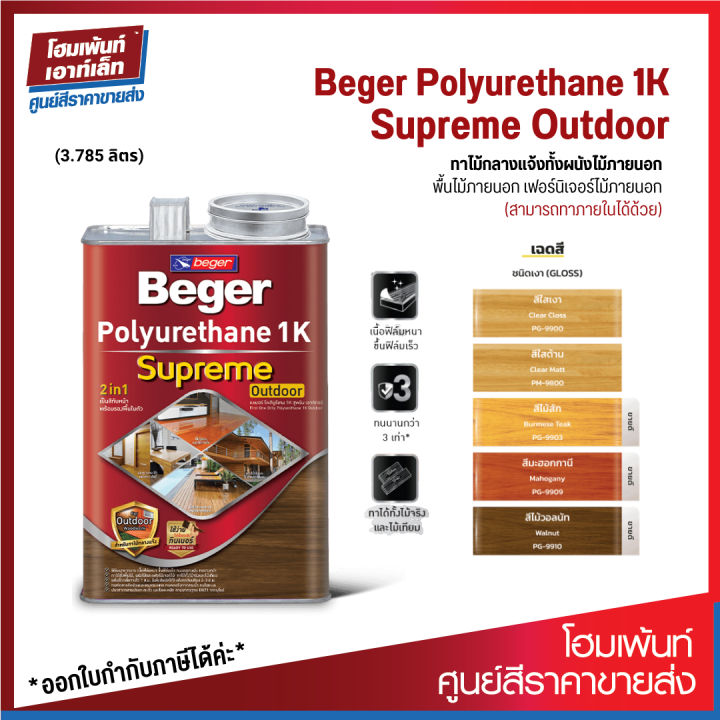 Beger Polyurethane 1K Supreme Outdoor สีทาไม้ทุกประเภท ท้าแดด ท้าฝน ...