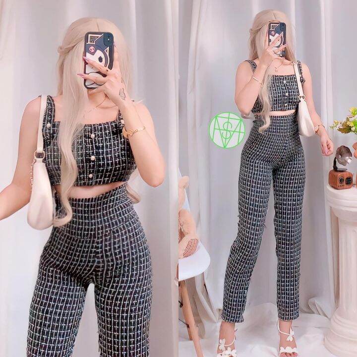 TWEED TOP AND TROUSERS COORDS [SEV] ladies women casual elegant formal ...
