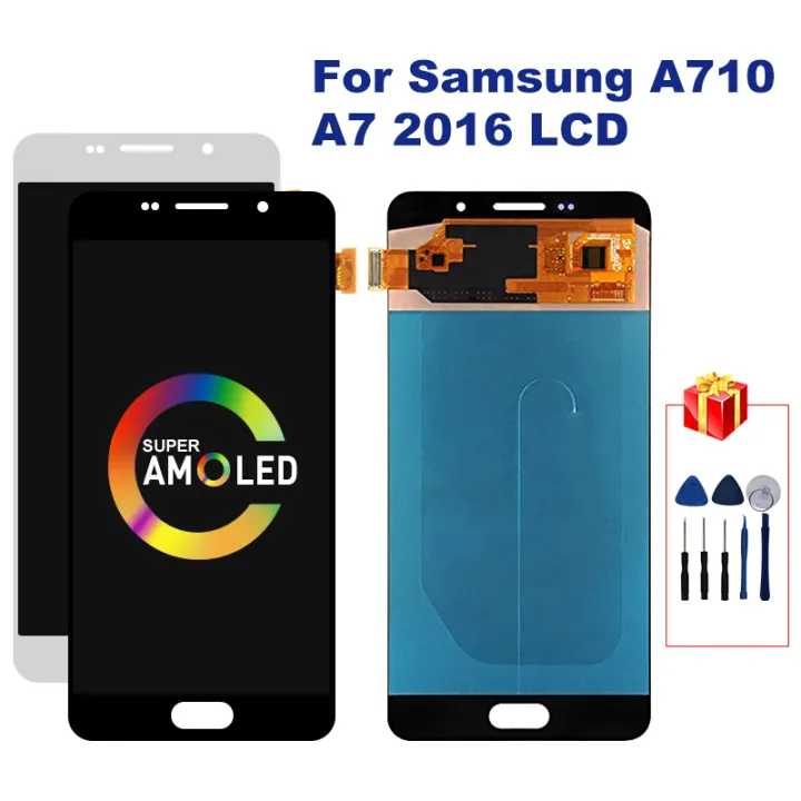 AMOLED สำหรับ Samsung Galaxy A710จอแสดงผล A7 2016อะไหล่หน้าจอสัมผัสสำหรับ A710F A710M จอแสดงผล ...